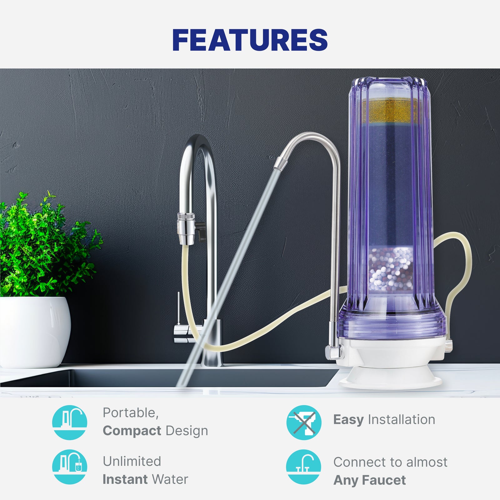 8 Stage Alkaline & Mineral Countertop Drinking Water Filter System