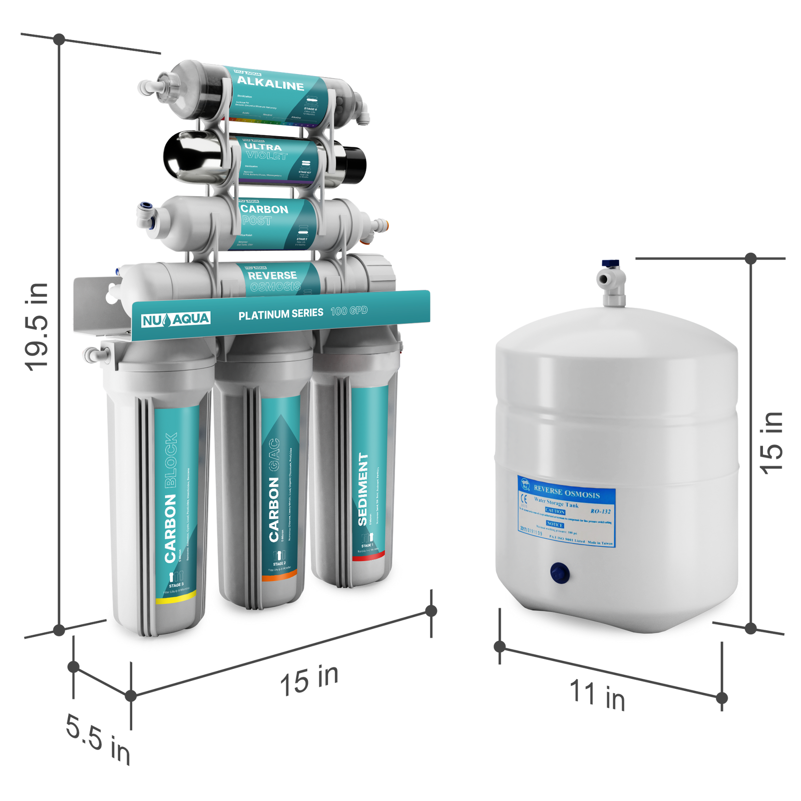 7 Stage Alkaline & UV 100GPD Reverse Osmosis Water Filter System