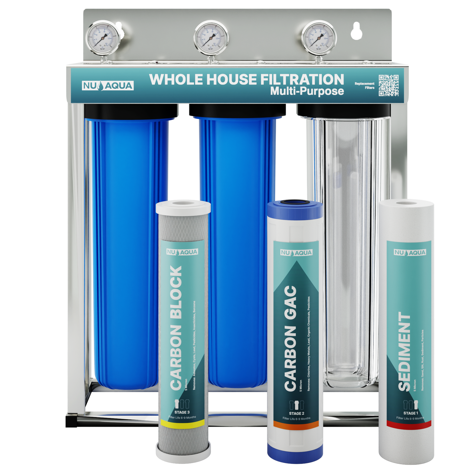 Whole House 3 Stage Home Water Filtration System | NU Aqua