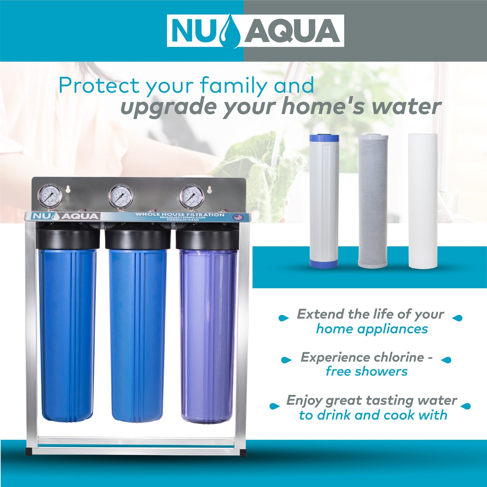 Whole House 3 Stage Home Water Filtration System | NU Aqua